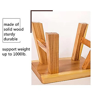 XDSTOOL Small Stool Wooden Step Stool Footstool Solid Wood 8 inch for Kids Adults Plant Stand Fishing Stool (Brown)