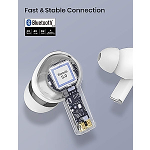 dyplay Wireless Earbuds Bluetooth 5.0 with Qi Wireless Charging Case Touch Control in Ear Waterproof TWS Stereo Headphones with Mic and Deep Bass Sound Headsets for Music/Work/Travel