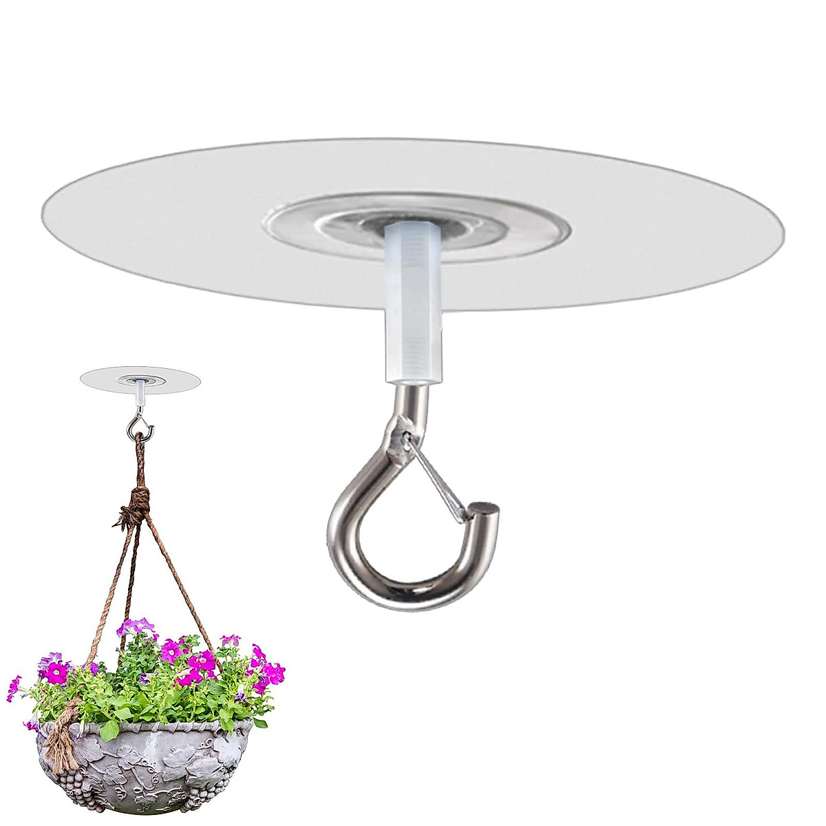 Adhesive Ceiling Hooks, Sticky Hooks for Hanging, Drill Free Hanging Ceiling Hook, Heavy Duty Ceiling Hooks for Hanging Plants, Drop Ceiling Hooks for Lantern, String Lights, Wind Chime