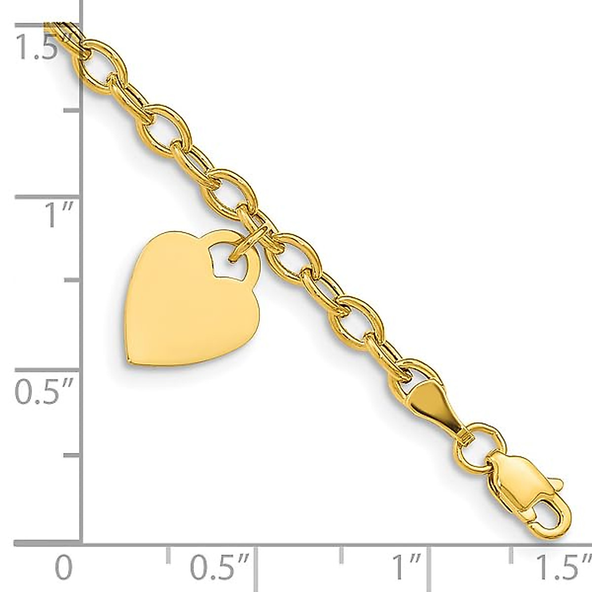 IceCarats 14K Yellow Gold Dangling Heart Love Chain Charm Bracelet 7.5 inch