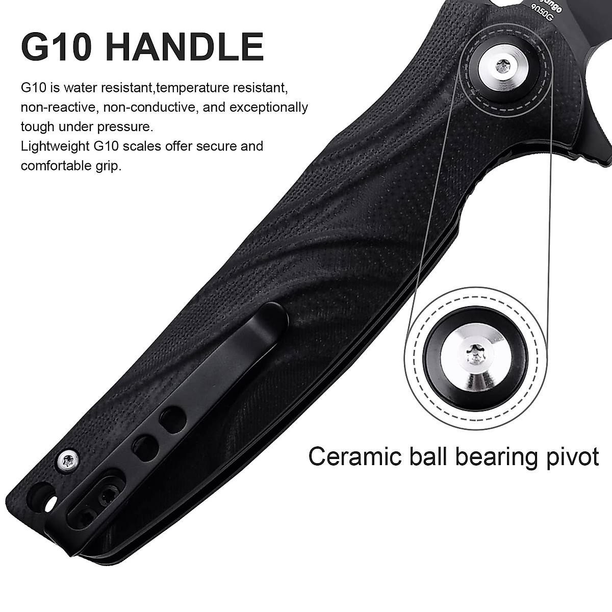 SHIELDON Bazoucan EDC Pocket Knife, 3.43" D2 Blade with Titanium Coating, G10 Handle Folding Knife with Liner Lock for Everyday Carry