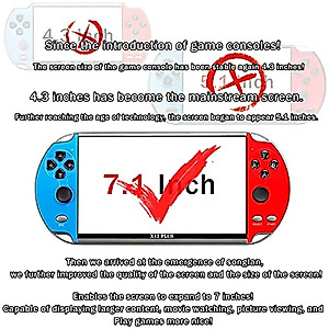 songlan-X12 Plus 7-inch HD Screen Handheld Portable MP5, 10000+ Free Games，Dual Joystick Nostalgic Arcade Video Game Machine 16GB ROM, Support GBC/GBA/NES/MD/SMC/SFC Games Children's Gifts