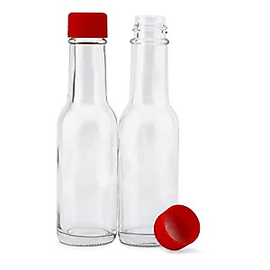 Cornucopia 3-Ounce Mini Hot Sauce Bottles (24-Pack); Little Sauce Bottles w/Red Caps, Dripper Inserts, and Black Shrink Bands