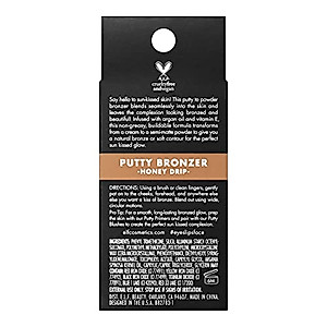 e.l.f. Putty Bronzer, Creamy & Highly Pigmented Formula, Creates a Long-Lasting Bronzed Glow, Infused with Argan Oil & Vitamin E, Honey Drip, 0.35 Oz (10g)