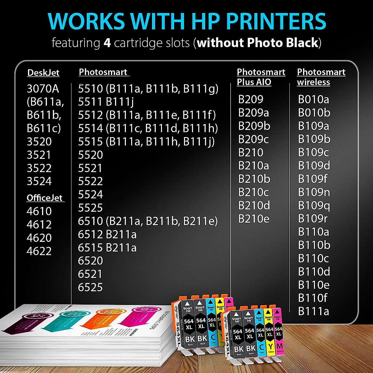 Smart Ink Compatible Ink Cartridge Replacement for HP 564 XL 564XL High Yield 10 Combo Pack (4 Black & 2 C/M/Y) for DeskJet 3520 3522 Photosmart 7520 6520 5520 7525 5514 7510 OfficeJet 4620 Printers