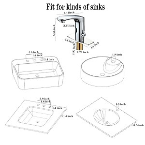 Automatic Sensor Faucet Touchless Grifo CEC Watersense for Bathroom Hand Free Robinet with Temperature Adjustable Knob Ideal for School Home Hotel Chrome