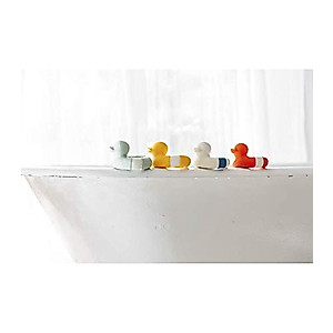 Oli & Carol Duck Toy - FLO The Floatie | Natural Hevea Rubber | Rubber Ducky Baby Bath Toys | Baby Teether | Hevea Bath Toys for Babies 0-12 Months (Navy)