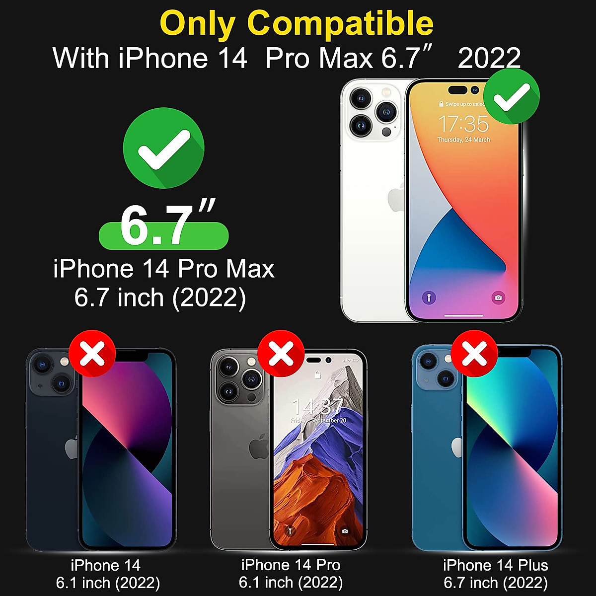 SmoBea Compatible with iPhone 14 Pro Max Case (No Fit iPhone 14 Plus), Holographic Laser Bling Heart Soft & Flexible TPU and Hard PC Shockproof Cover Women Girls Phone Case (Heart/Clear)