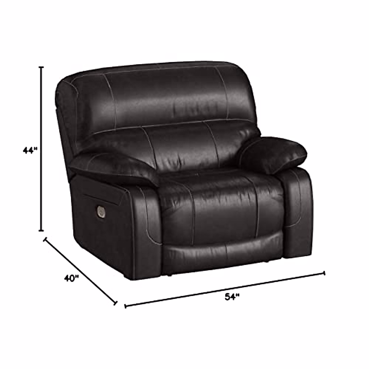 Signature Design by Ashley Hallstrung Leather Adjustable Oversized Power Recliner with USB Charging, Gray