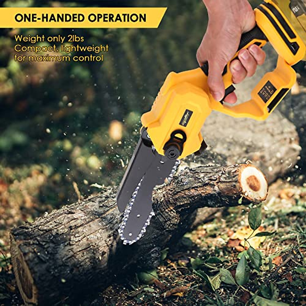 Mellif Mini Chainsaw 6-Inch for Dewalt 20V MAX Battery, Cordless Power Chain Saw with Security Lock, Brushless Handheld Electric Chainsaw for Wood Cutting Tree Trimming (Battery Not Included)