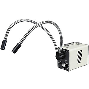 AmScope LED-20WY 20W LED Fiber Optic Dual Gooseneck Lights Microscope Illuminator