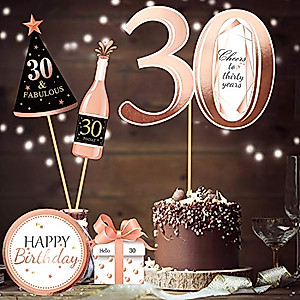 Konsait Rose Gold 30th Birthday Centerpiece Sticks-30th Birthday Table Toppers -Birthday Party Decorations Accessories- 30 Fabulous -Bday Party Cheers to Thirty Years Birthday Party Favor Supplies