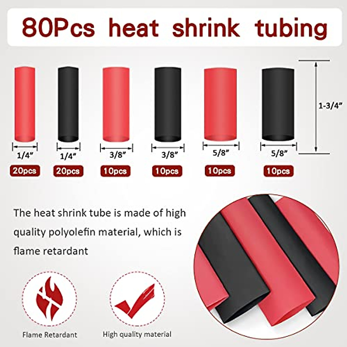 150Pcs Copper Wire Lugs, 70Pcs AWG 2 4 6 8 10 12 Battery Cable Lugs Battery Cable Ends Ring Terminals Connectors with 80pcs Heat Shrink Tubing