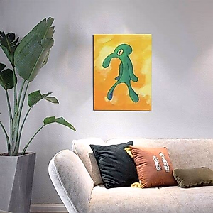 Bold and Brash Painting Canvas Squidward Poster Wall Art Print Home Bathroom Decor Framed Bedroom Office Living Room 8X12 Inch