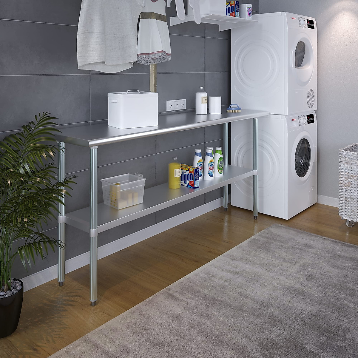 AmGood 18 in. x 72 in. Stainless Steel Work Table | Metal Kitchen Food Prep Table | NSF