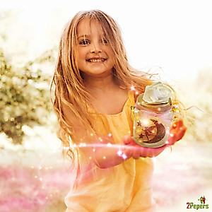 2Pepers DIY Fairy and Unicorn Nightlight Craft Kit (2 Pack), Fairy Lantern Jars Arts and Crafts for Girls, Make Your Own Unicorn Lamp Decor Craft Project, Fairy and Unicorn Gifts for Kids.
