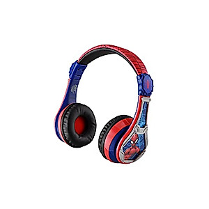 eKids Spiderman Wireless Bluetooth Portable Headphones with Microphone, Volume Reduced to Protect Hearing Rechargeable Battery, Adjustable Kids Headband for School Home or Travel
