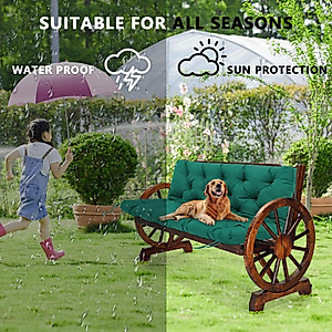Porch Swing Cushions Waterproof Outdoor Swing Cushions 2-3 Seater Thicken 5" Dark Green Patio Swing Cushion with Backrest 60 ×40" Swing Replacement Cushion for Outdoor Furniture