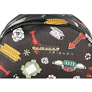 Friends TV Show Allover Toss Print Faux Saffiano Leather Mini Backpack Bag