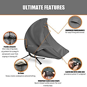 HWmatyCover Patio Hanging Chaise Lounge Cover, Heavy Duty Waterproof 73 Inch Patio Hanging Chair with Stand Cover, Hammock Cover for Outdoors, (79" Wx 50" D x74 H), Grey