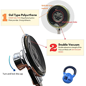 Flexible Dual Vacuum Suction Shower Head Holder, Bends Sideways and Forward, Angle Adjustable, No-Drill Installation (Silver)