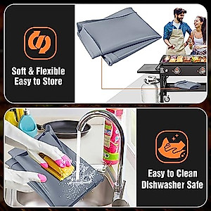 28" Silicone Griddle Mat for Blackstone, Baboies Upgraded Full-edge Grill Top Cover Food-Grade Silicone Mats Outdoor Grilling Reusable (28 inch, Grey)