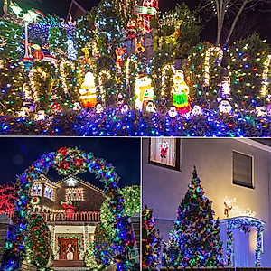 WATERGLIDE 2 Pack 50 LED Outdoor Christmas Lights, 16FT Battery Operated Mini String Lights with 8 Modes & Timer, Xmas Tree Lights Waterproof for Patio Garden Party Wedding Holiday Decor, Blue