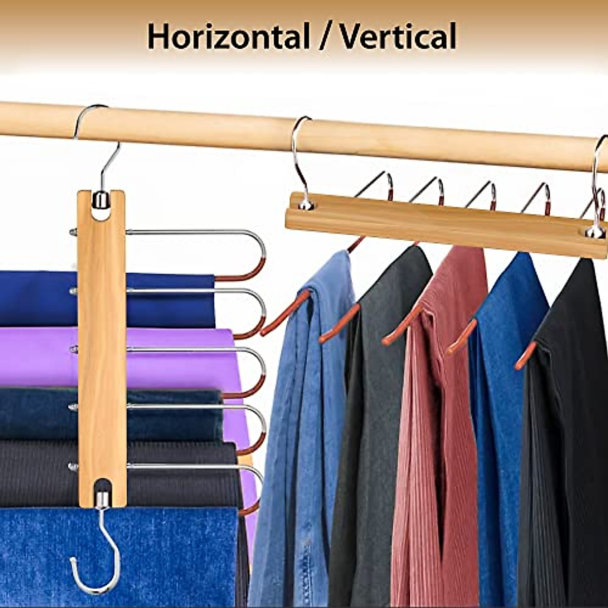 Pants Hangers Space Saving - Closet Hangers Space Saver - Scarf Organizer - Multi Functional Pants Rack - Jeans Hanger - Pant Hangers - Multifunctional Hanger Clothes - 5-in-1 Folding Trouser Hanger