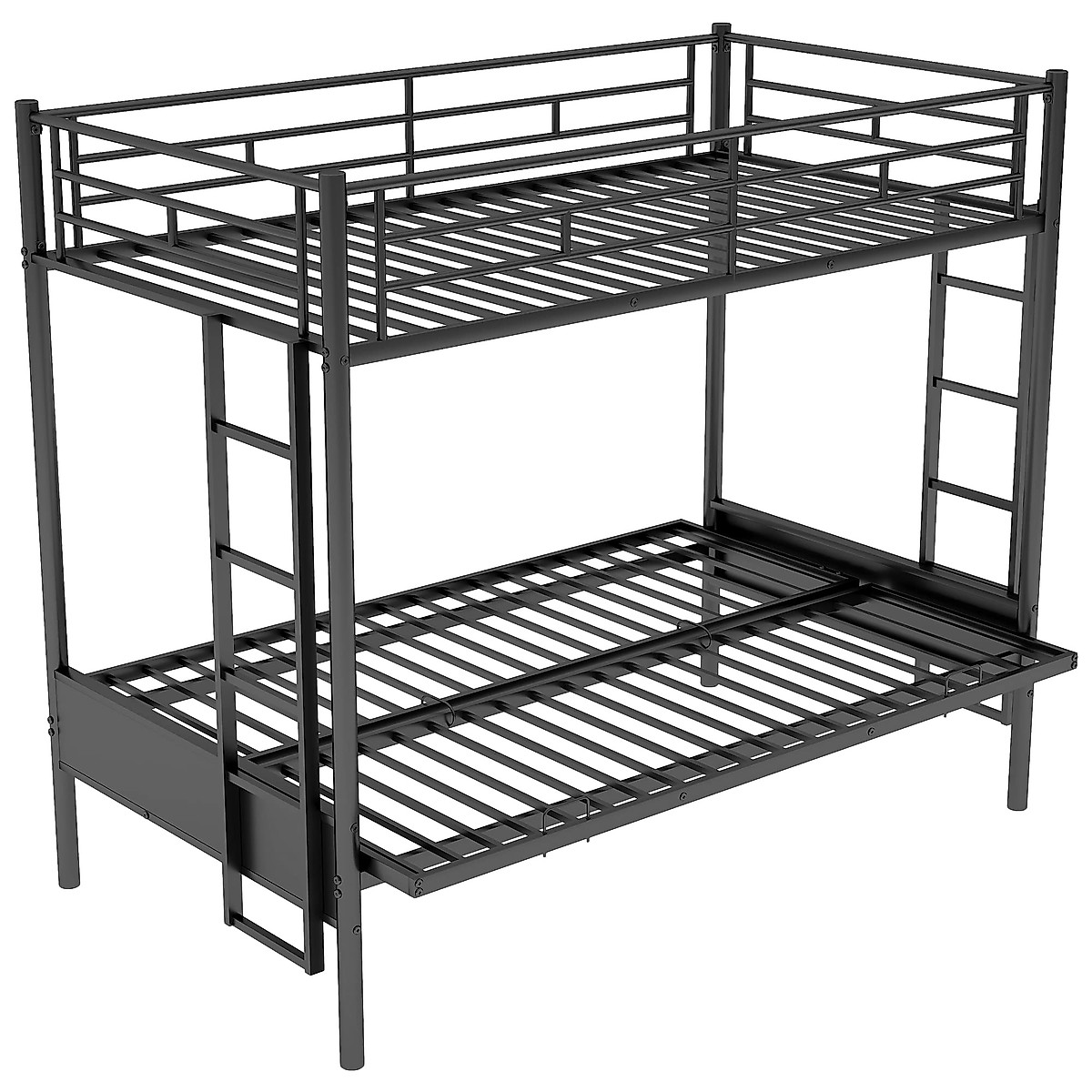 SOFTSEA Twin Over Full Metal Bunk Bed Industrial Style Twin Over Futon Bunk Bed for Kids (Futon Bunk)