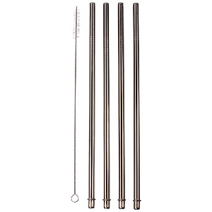 4 WIDE Stainless Steel Straws + Straw hole LID Extra LONG fits 30 oz Yeti Tumbler Rambler Cups - CocoStraw Brand Drinking Straw (4 WIDE straws + Straw Lid)