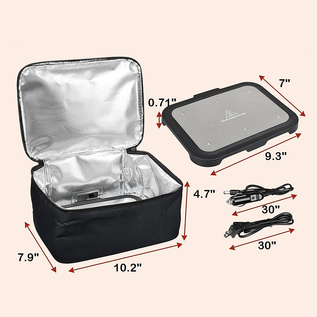 TN TONNY Mini Portable Oven,12V /110V Electric Lunch Box Personal Food Warmer Microwave Heated Lunch Box Portable Lunch Totes for Office/Home/Truck/Outdoor