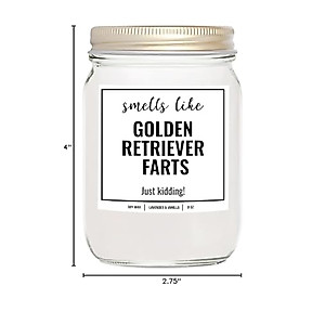 YouNique Designs Smells Like Golden Retriever Farts 8oz Soy Candle - Dog Farts Candle Gifts for Golden Retriever Lovers - Golden Retriever Gifts for Women, Men, Dog Lovers (Lavender & Vanilla)