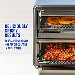 PowerXL SmartSynx Dual Door Air Fryer Oven, Cook Different Food at the Same Time, 10 Cooking Functions including Bake, Broil, Toast, Roast & More, Great for Family Meals, Stainless Steel