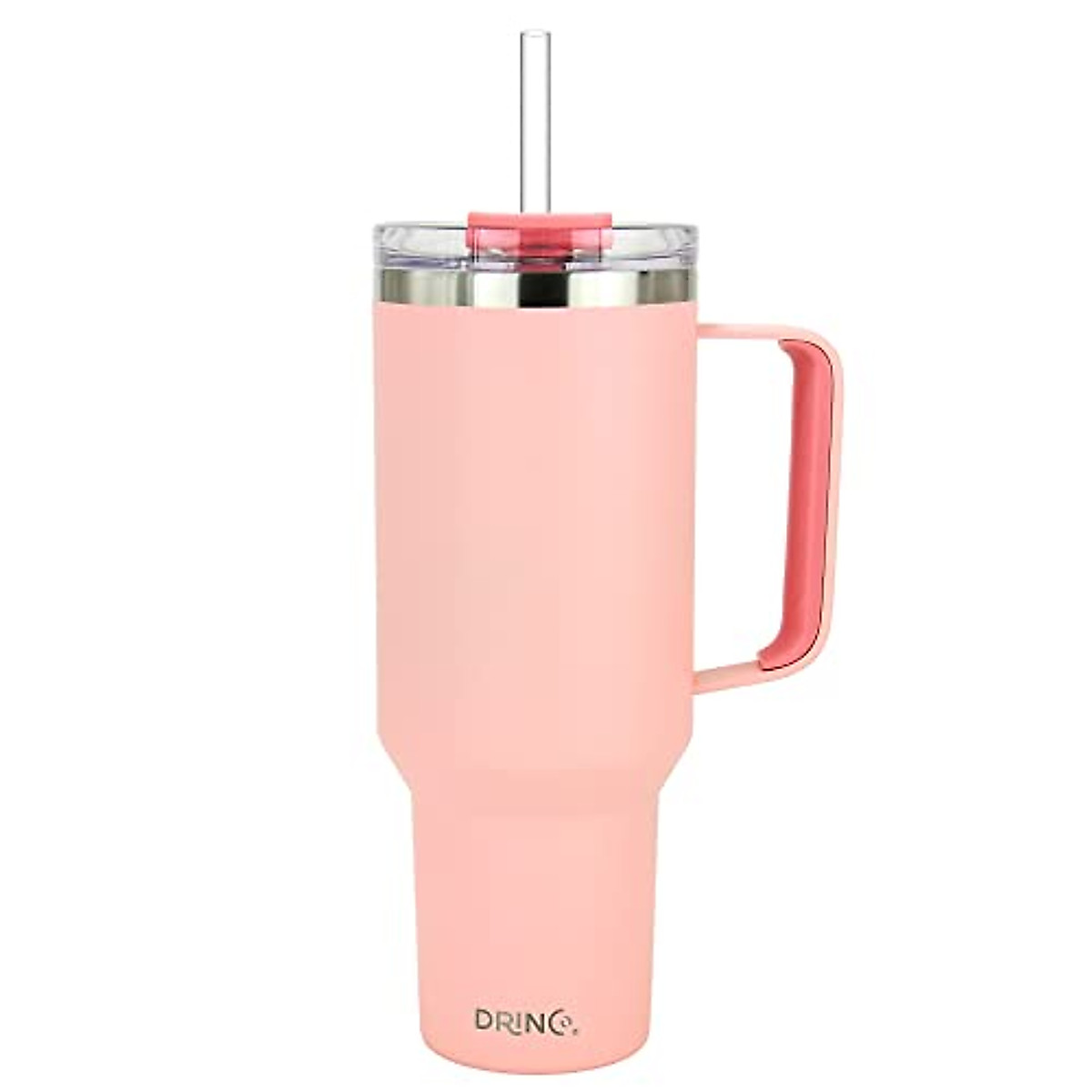 Drinco 40oz 30 oz Tumbler with Handle, Straw Lid, Insulated Stainless Steel Travel Mug Water Bottle Ice Coffee Cup For Cold and Hot, BigSur (40oz, Peach)
