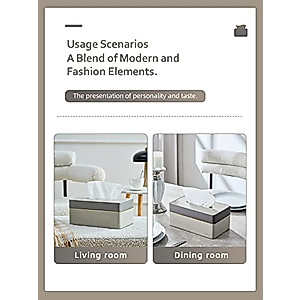 Tissue Box Holder Cover Rectangular, Modern PU Leather Decorative Tissue Holders Organizer-Moon Grey