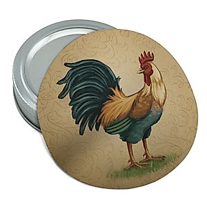 Vintage Rooster on Floral Background Round Rubber Non-Slip Jar Gripper Lid Opener