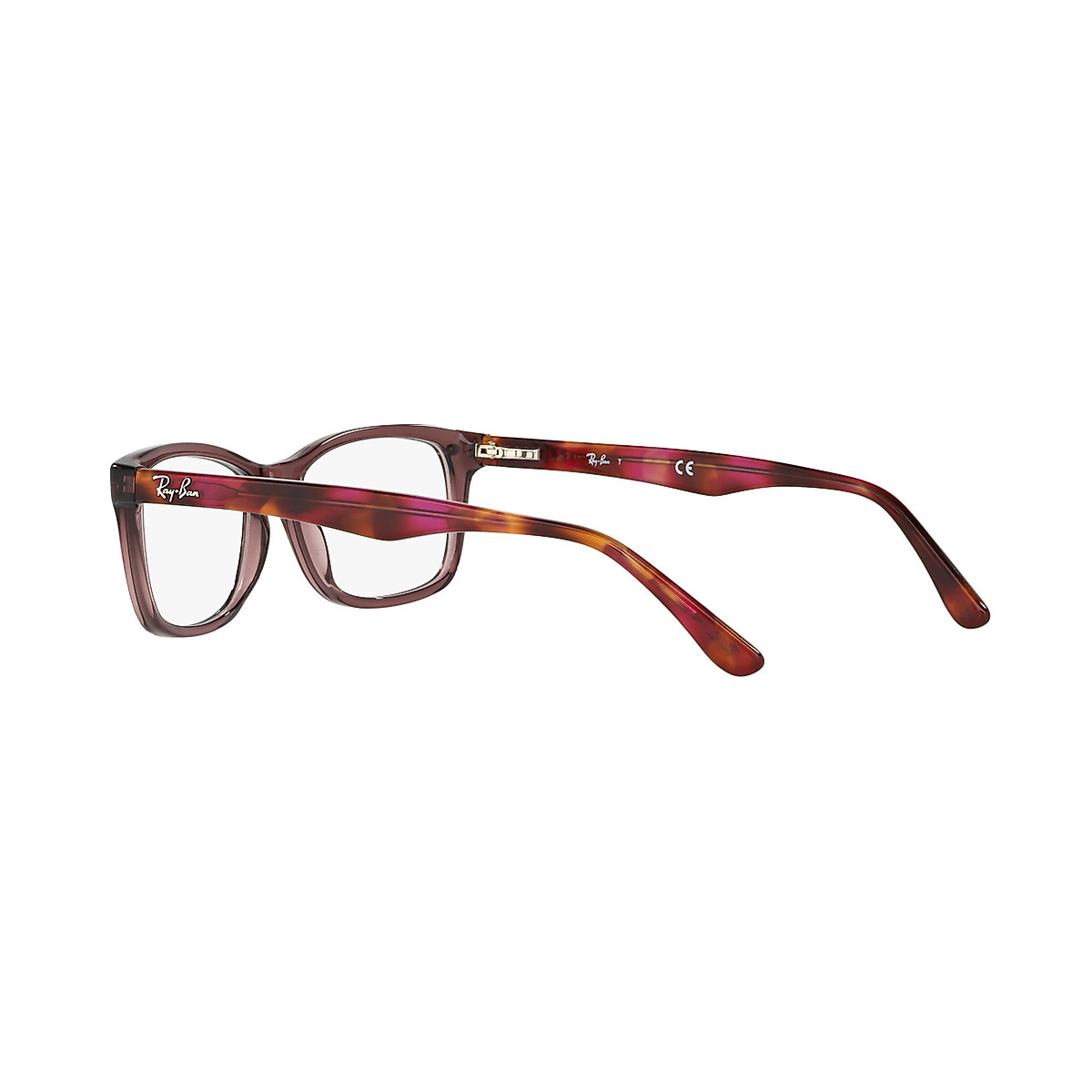 Ray-Ban RX5228 Square Prescription Eyeglass Frames, Opal Brown/Demo Lens, 55 mm
