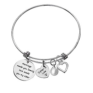 Xiahuyu for Sister in Law Bracelet Sister in Law Gift Marriage Made You Family Love Made You My Sister Bangle Bracelet Christmas Birthday Gifts Wedding Gifts for Sister in Law