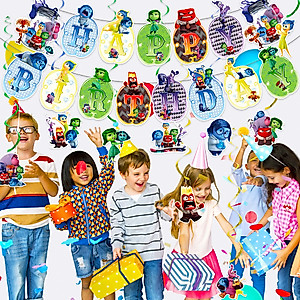 Happy Birthday Party Supplies, Cartoon Birthday Party Decorations Includes Happy Birthday Banner, Hanging Swirls for Kids Boys Girls, Baby Shower Party Favors Supplies Outdoor Indoor