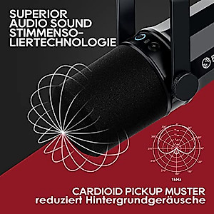 FDUCE SL40X XLR Dynamic Microphone for Vocal Recording, Podcasting, Gaming, Live Streaming&Broadcasting, All Metal Cardioid Mic, Voice-Isolating Technology -Black