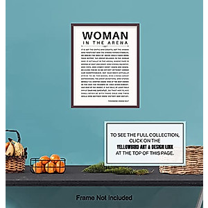 Daring Greatly Man/Woman In the Arena Quote Poster - 8x10 Famous Teddy Roosevelt Speech - 8x10 Motivational Inspirational Wall Art Decor - Uplifting Gifts for Women, Feminist, Entrepreneur