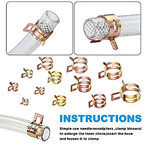 OCR 260 PCS 6-25mm Fuel Line Hose Spring Clip Clamps Fasteners Silicone Vacuum Hose Pipe Clamp Steel Wire Air Tube Water Pipe Clip 12 Sizes