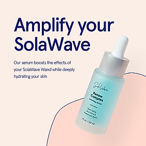 Solawave 4-in-1 Facial Wand and Renew Complex Serum Bundle | Red Light Therapy for Face and Neck | Microcurrent Facial Device for Anti-Aging | Face Massager with Anti-Wrinkle Serum | Rose Gold