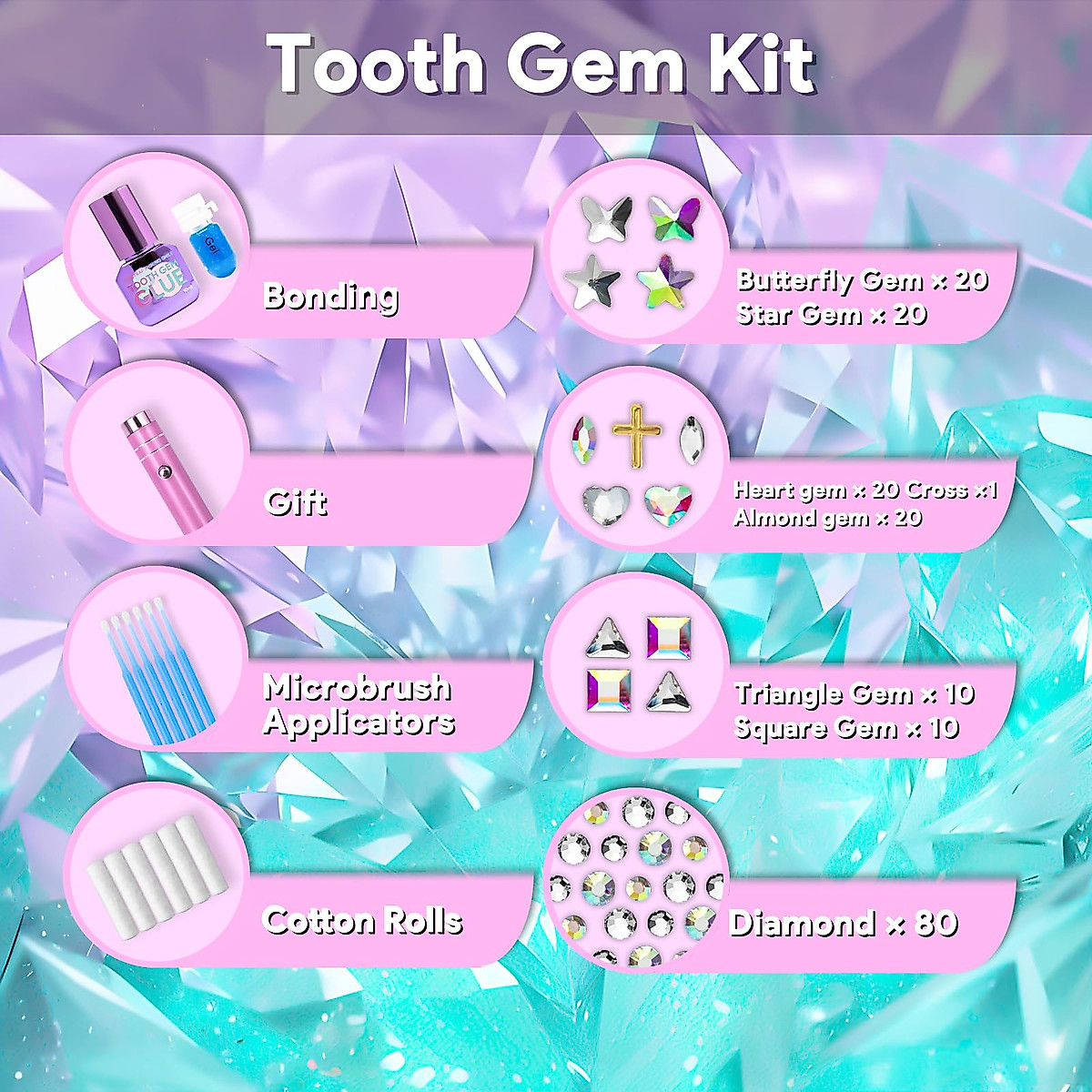 Luretrap Y2K Trendy 30 Pieces Crystal Tooth Gem Kit - Unleash Your Sparkly Smile
