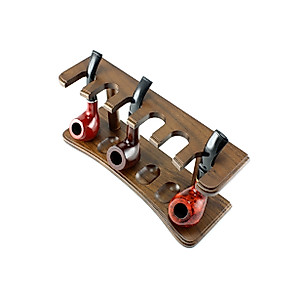 Skyway 6 Pipe Wood Tobacco Pipe Stand Rack Holder - Walnut Brown