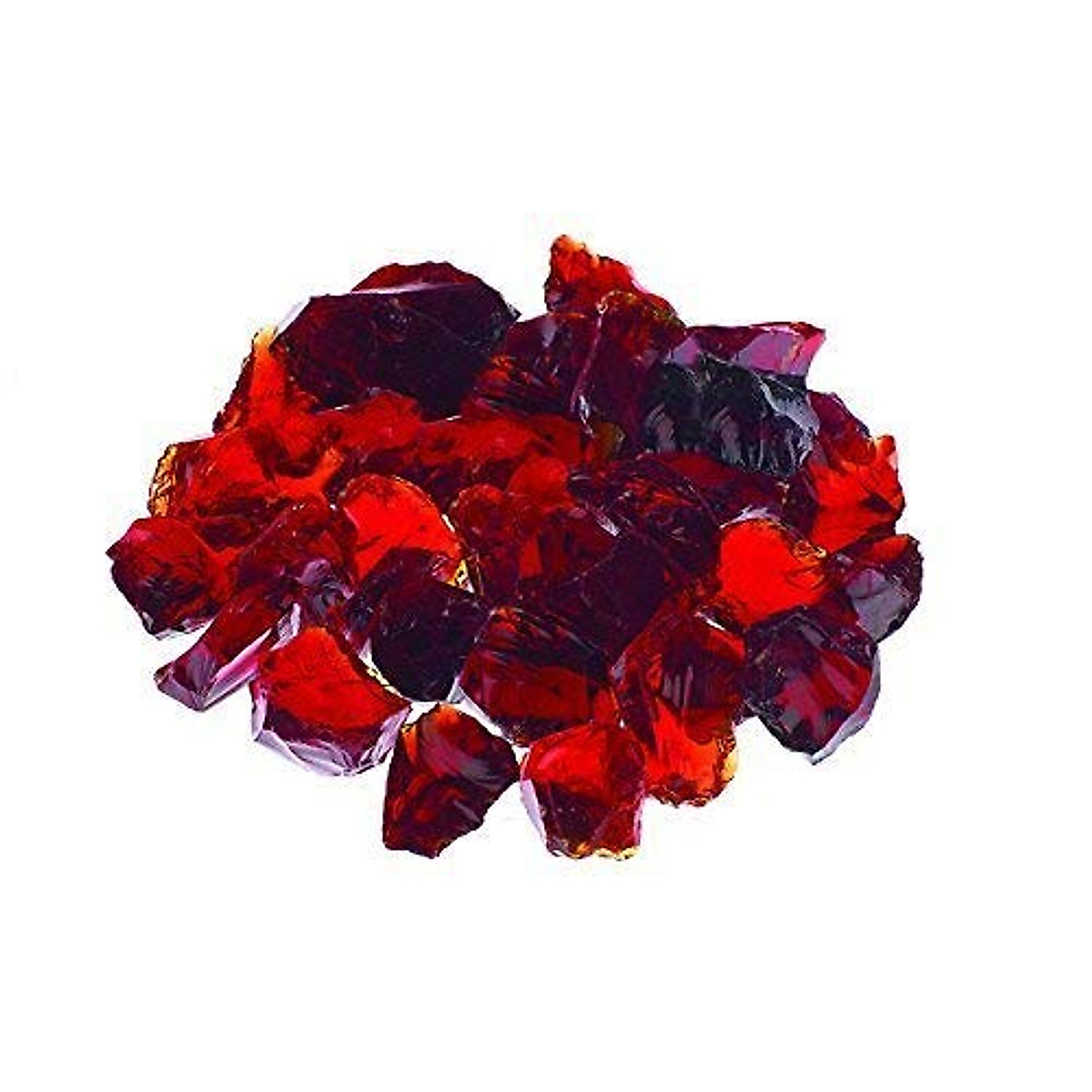 Ruby RED Premium Crushed Fire Glass Rock 10-Pound 1/2" - 3/4" inch - Tempered Glass for use in Fire Pit, Fire Place, Indoor & Outdoor Use