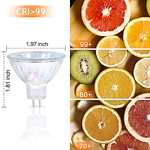 MR16 Halogen Bulbs 20W 12V GU5.3 Spotlight 36° Warm White Dimmable Bin-Pin Base 4000 Hours Lifetime MR16 Bulbs with Clear Glass Cover 6 Pack