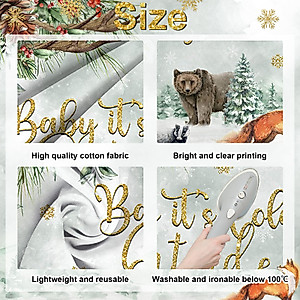 Avezano Baby It's Cold Outside Baby Shower Backdrop Gender Neutral Forest Woodland Winter Baby Shower Background Baby It's Cold Outside Party Decoration Photoshoot (7x5ft)