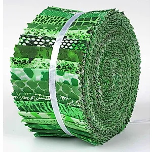 Soimoi 40Pcs Tie Dye Print Cotton Precut Fabrics for Quilting Craft Strips 2.5x42inches Jelly Roll - Green