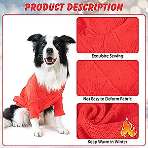 FATCOOLGOO Knitted Dog Sweater for Girl - Classic Cable Knit Turtleneck Winter Coat Apparel, Dog Clothes with Leash Hole for Cold Weather, Ideal Gift for Pet